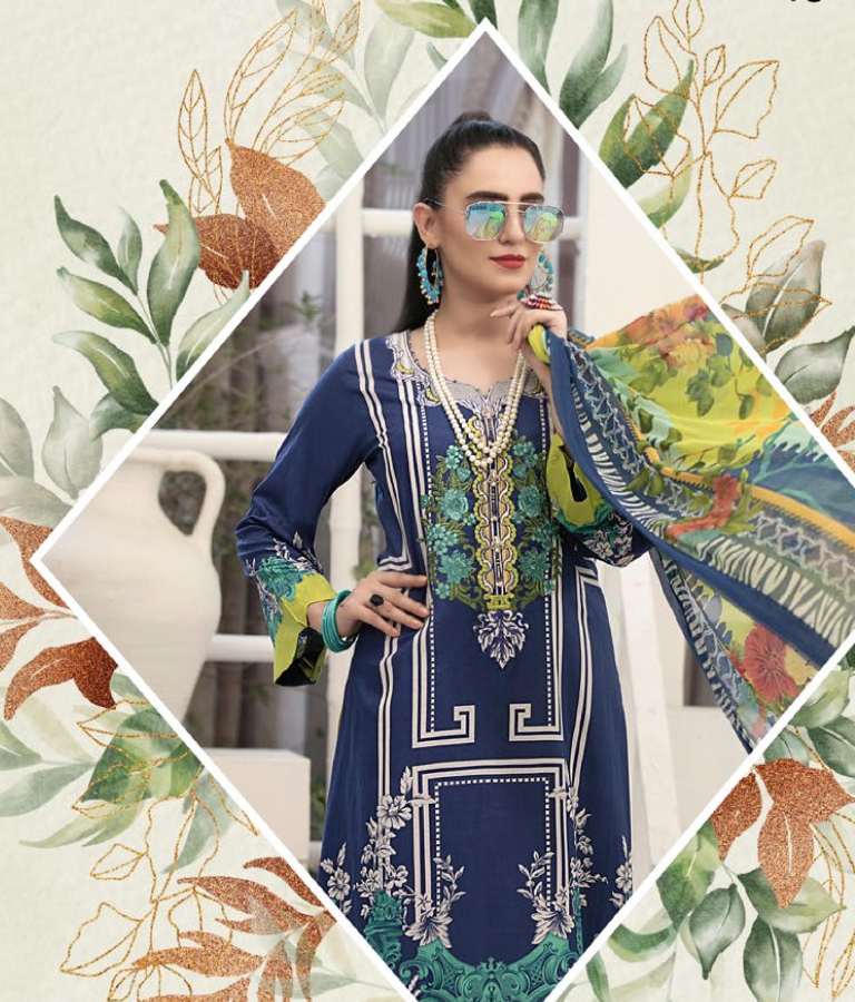 RENEE D-51B (3 Piece Unstitched Lawn Suit) - SAMAJ