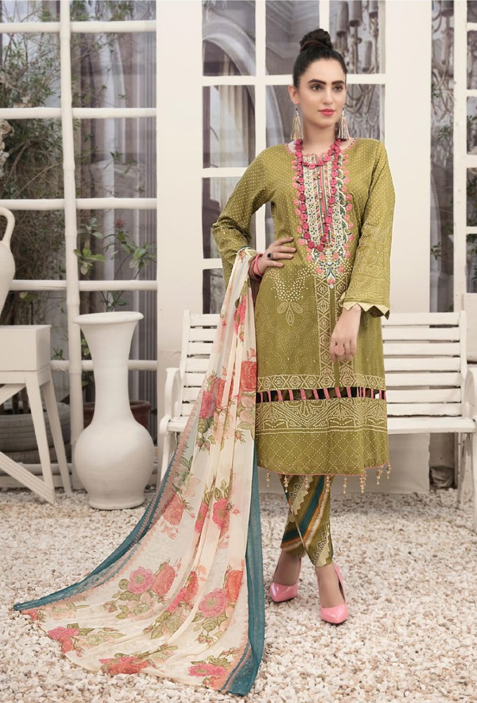 RENEE D-55B (3 Piece Unstitched Lawn Suit) - SAMAJ